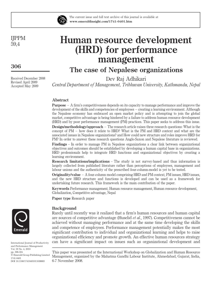 Human Resource Development For Performance Managemnet PDF | PDF | Human ...