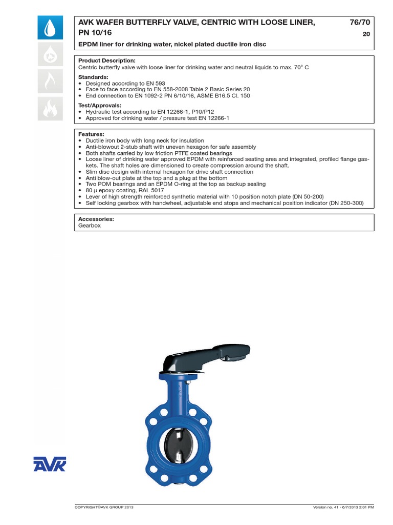 Avk Wafer Butterfly Valve | PDF | Mechanical Engineering | Materials