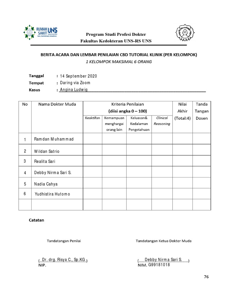 14 September 2020 Daring Via Zoom Angina Ludwig: Dr. Drg. Risya C., SP - KG | PDF