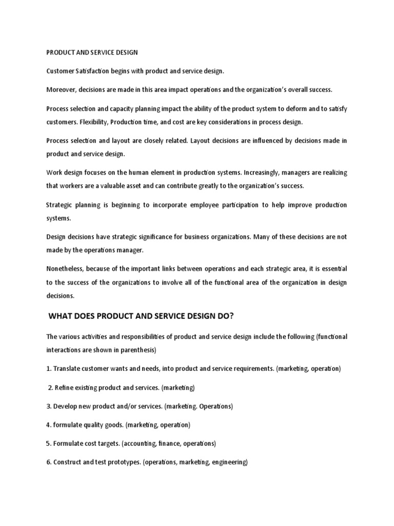 Product and Service Design | PDF | Market Analysis | Marketing