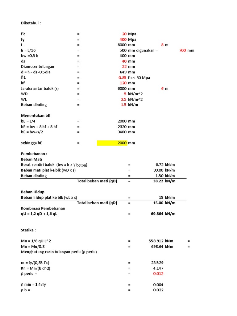 Contoh Desain Balok T | PDF