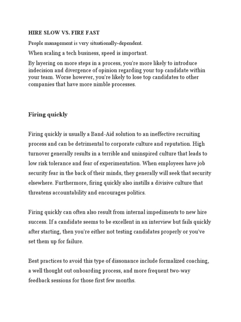 Hire Slow, Fire Fast | PDF