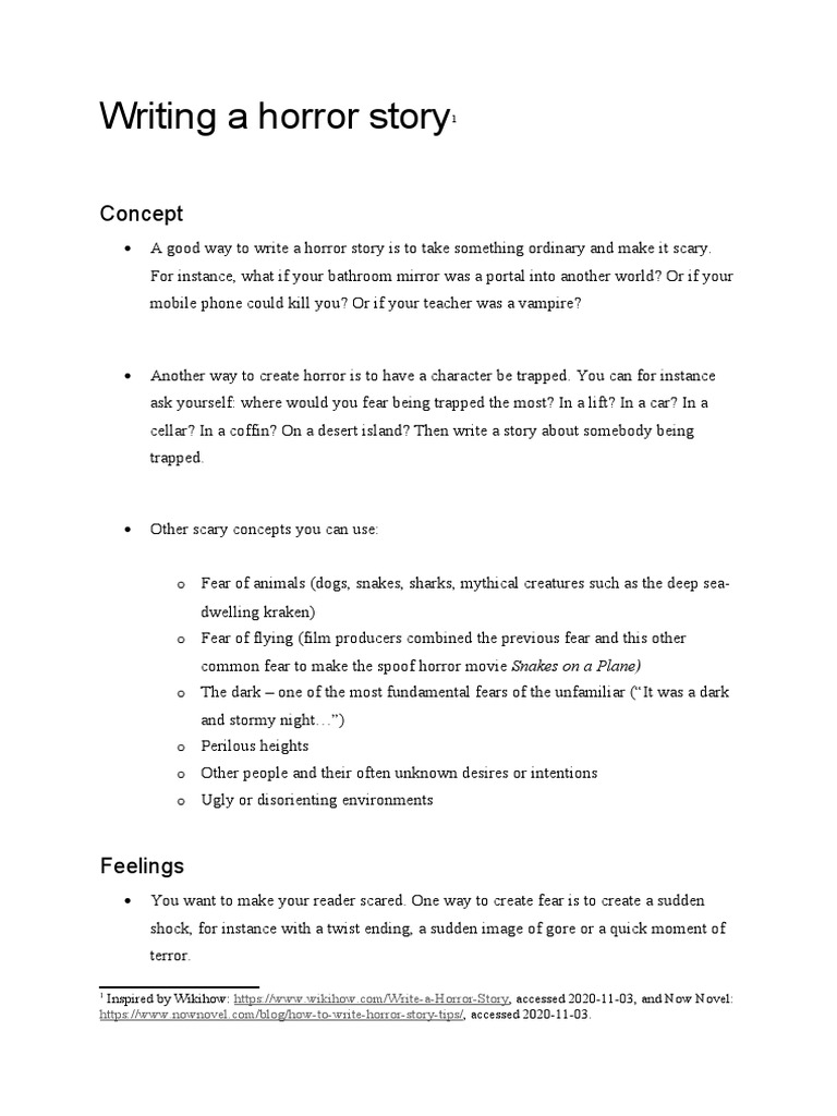 Writing A Horror Story | PDF | Horror Films