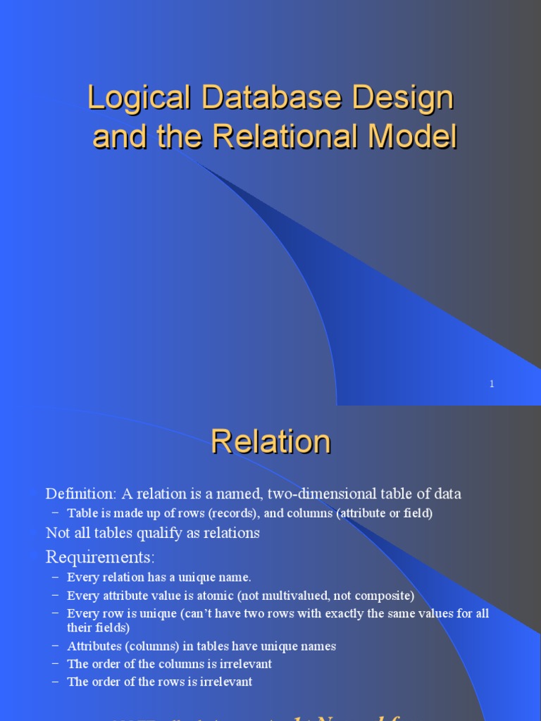 Logical Database Design and The Relational Model | PDF | Relational Database | Information Science