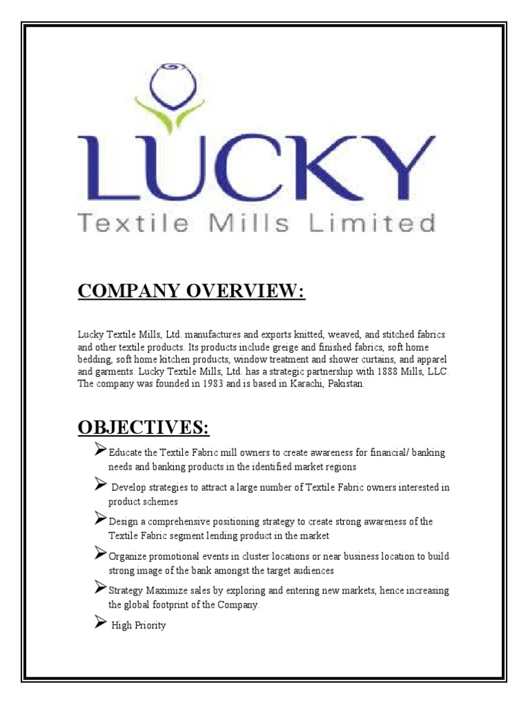 Lucky Textile Mills Overview and Strategy | PDF | Internal Control ...