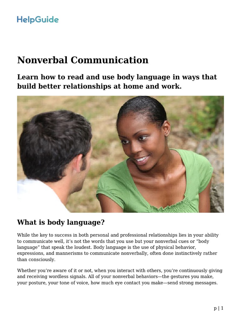 Nonverbal Communication | PDF | Nonverbal Communication | Body Language