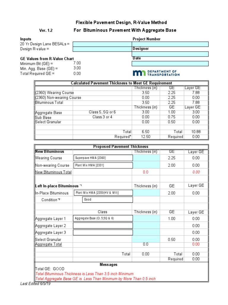 Flexible Pavement Design, R-Value Method For Bituminous Pavement With ...