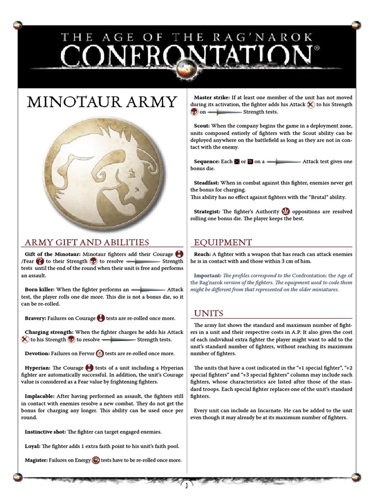 Minotaur Army: Army Gift and Abilities Equipment | PDF | Fighter ...