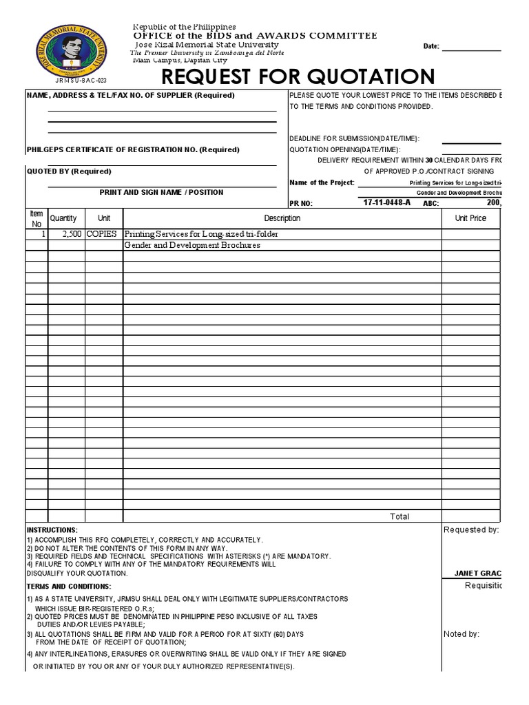 Quotation Form PDF | PDF | Business | Economies