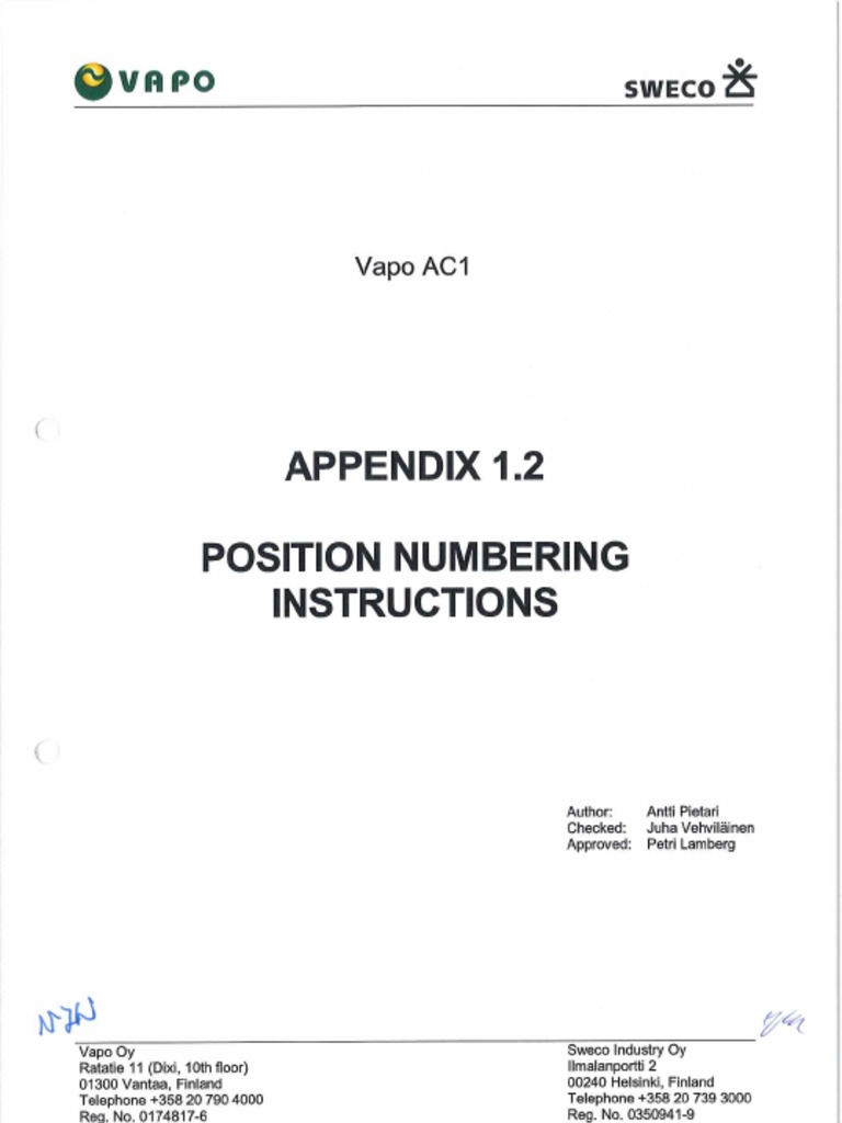 Appendix 1.2 - Positioning Numbering Instructions | PDF