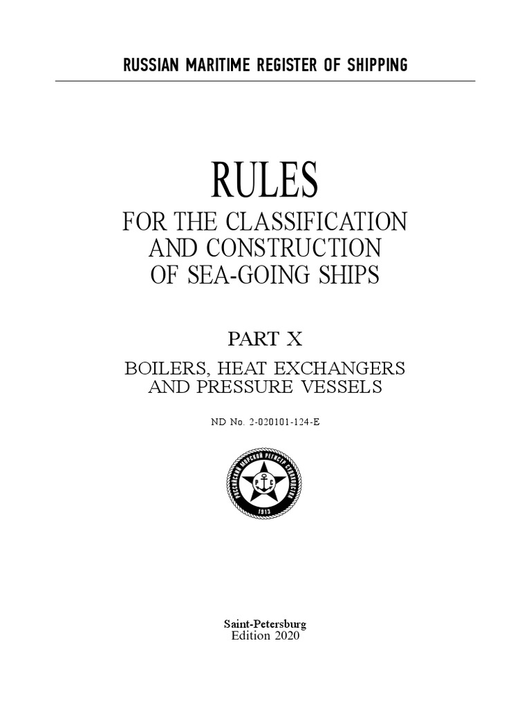 Rules For The Classification and Construction of Sea-Going Ships Part X ...