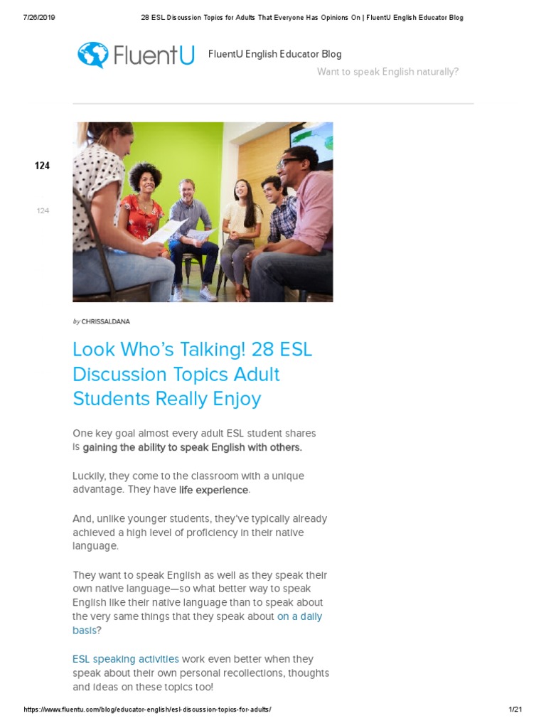 28 ESL Discussion Topics PDF | PDF | English As A Second Or Foreign ...
