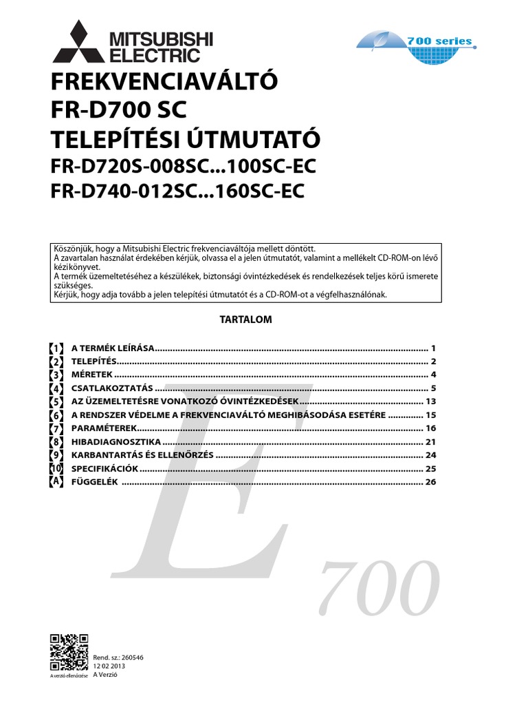 FR-D700 (SC) - EC - Telepítési Útmutató | PDF