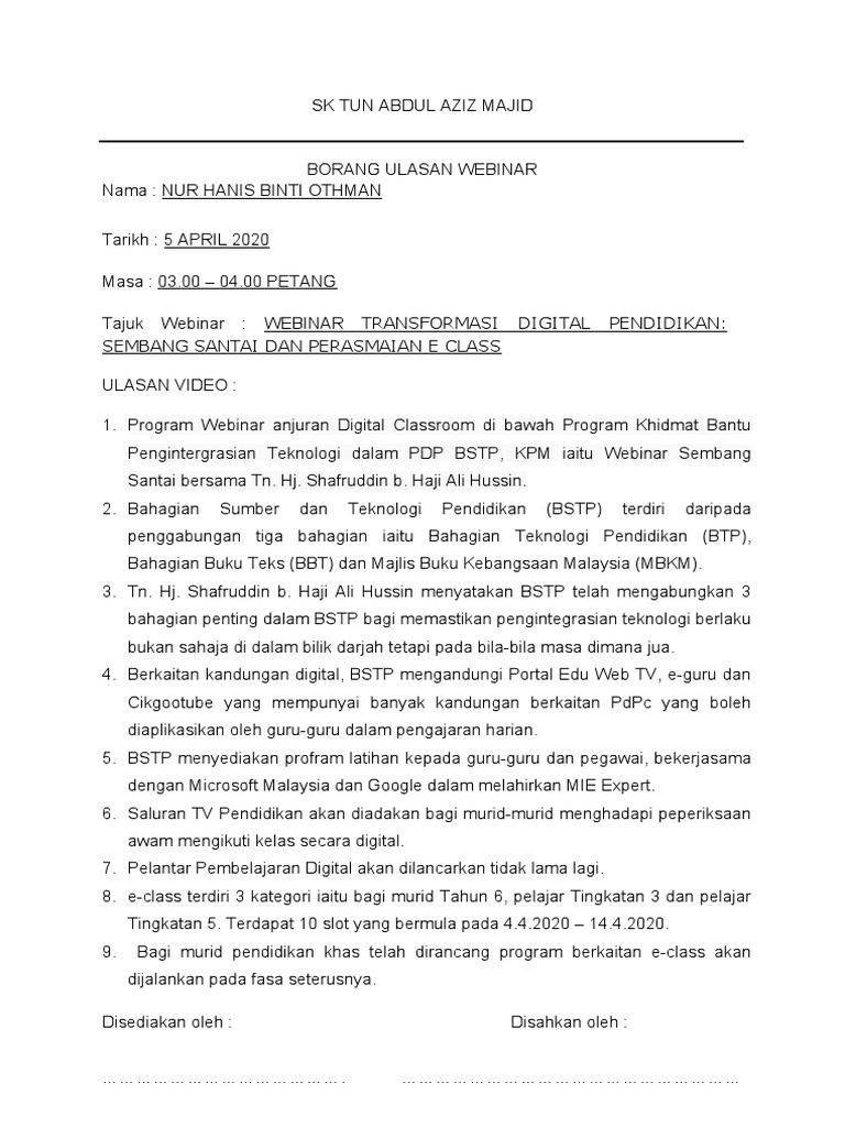 Ulasan Webinar | PDF