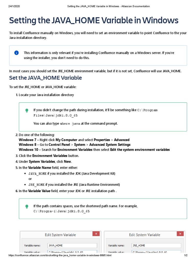 Set JAVA_HOME on Windows for Confluence | PDF | Java Virtual Machine ...