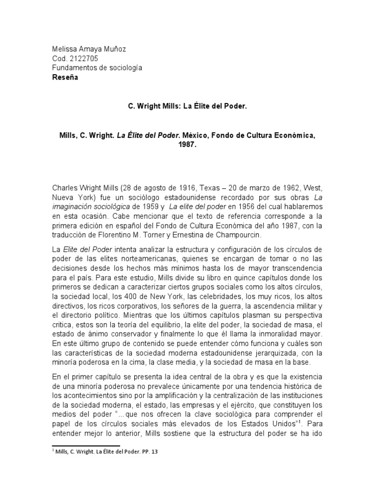 Análisis de "La Élite del Poder" de Mills | PDF | Élite | Democracia