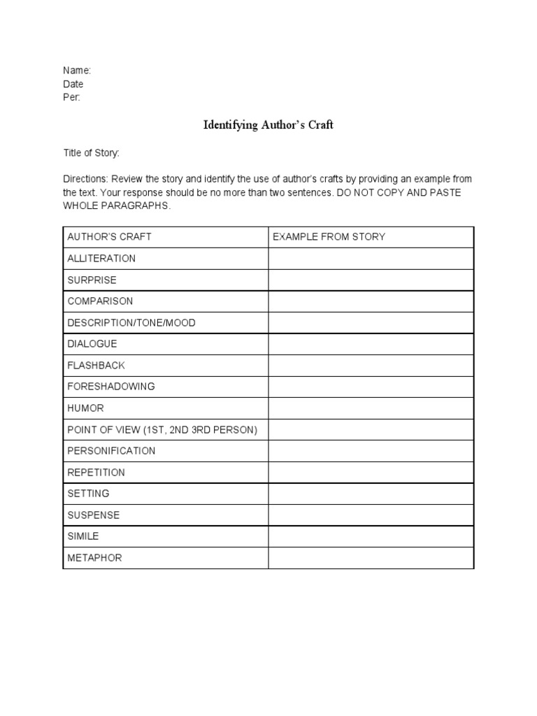 Identifying Authors Craft | PDF