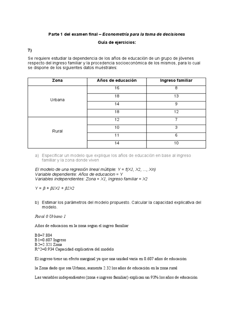 Ejercicios Econometria Resueltos | PDF | Multicolinealidad | Econometría