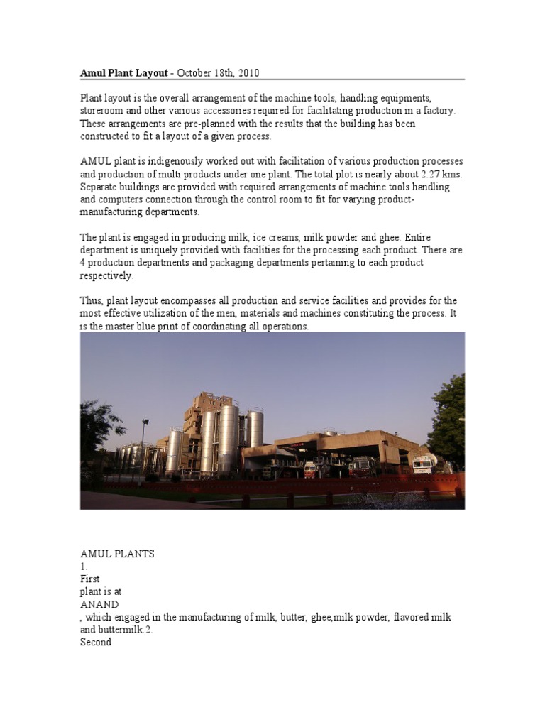 Amul Plant Layout | PDF | Butter | Milk