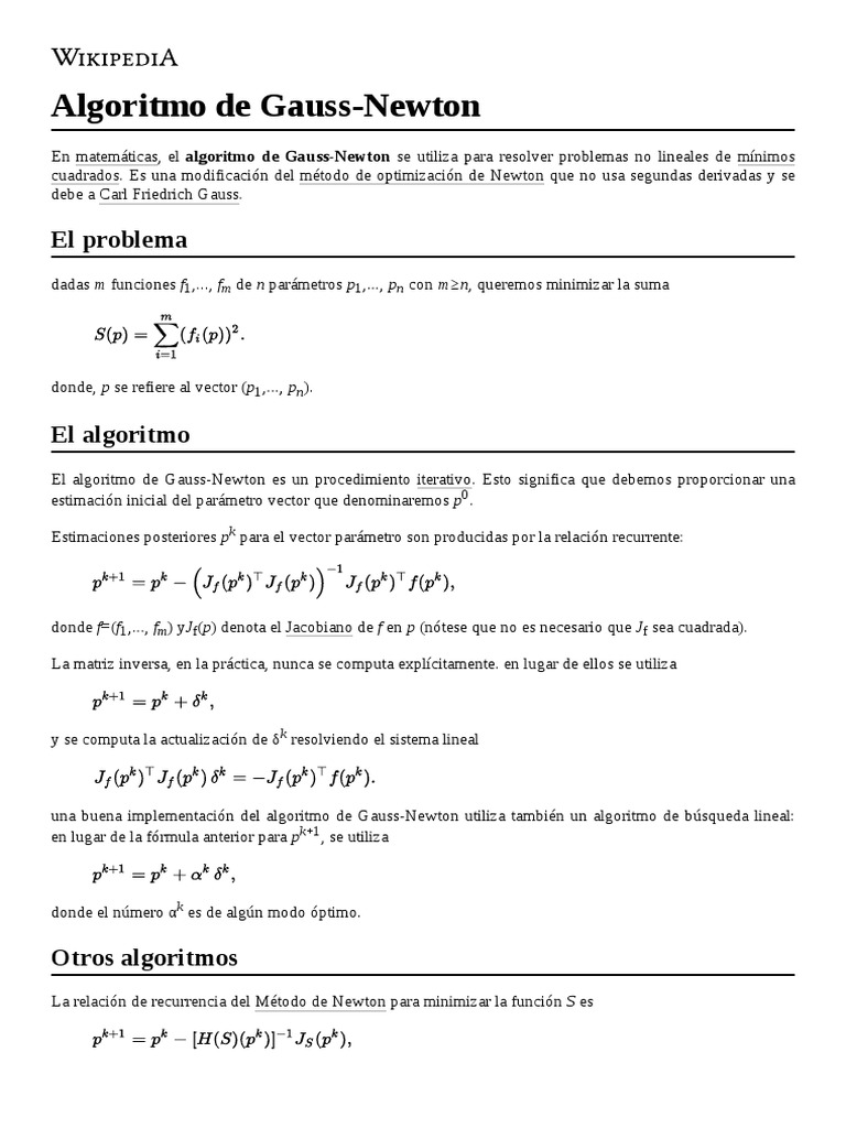 Algoritmo de Gauss-Newton | PDF