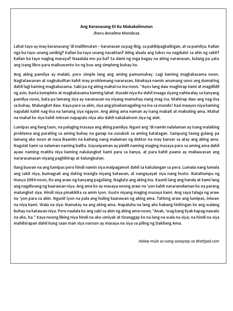 Halimbawa NG Tekstong Deskriptibo.... | PDF