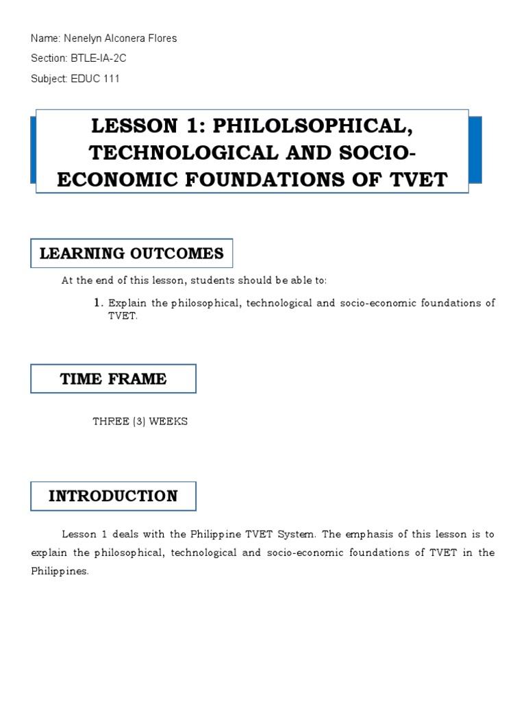 Philippine TVET Foundations | PDF | Vocational Education | Competence (Human Resources)