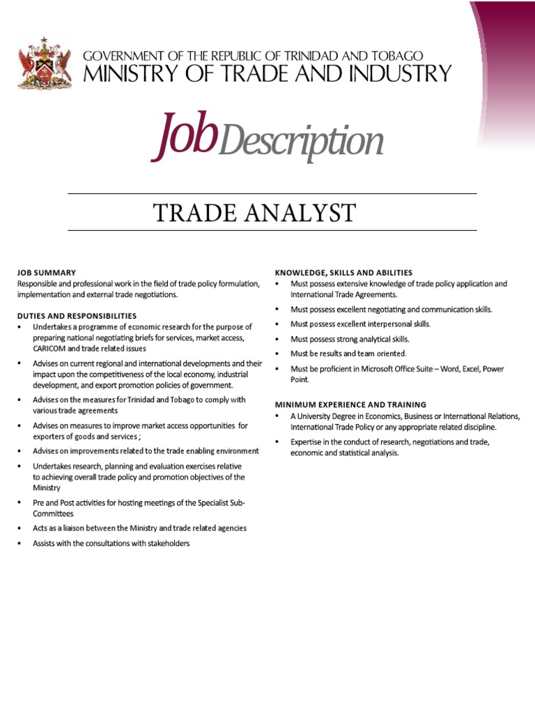 Description: Trade Analyst | PDF