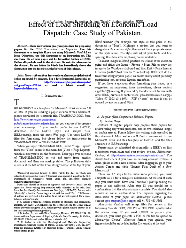 Effect of Load Shedding On Economic Load Dispatch: Case Study of ...