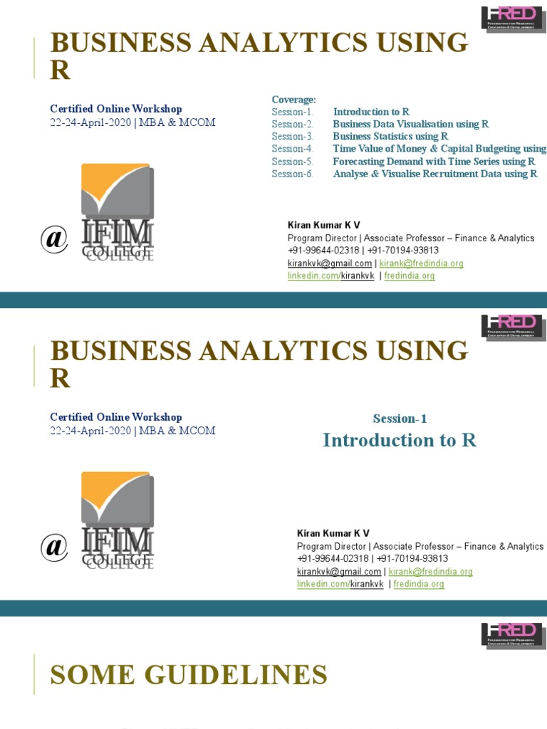 Business Analytics Using R: Certified Online Workshop | Download Free PDF | Analytics | Data Set