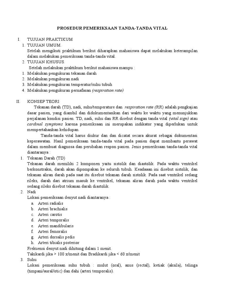 Sop Pemeriksaan TTV | PDF