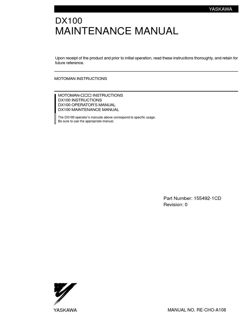 DX100 Maintenance Manual Guide | PDF | Power Supply | Input/Output