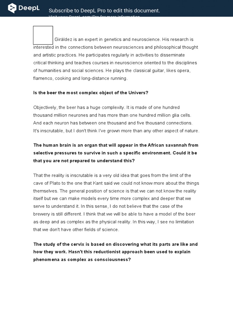 Subscribe To Deepl Pro To Edit This Document | PDF | Consciousness ...