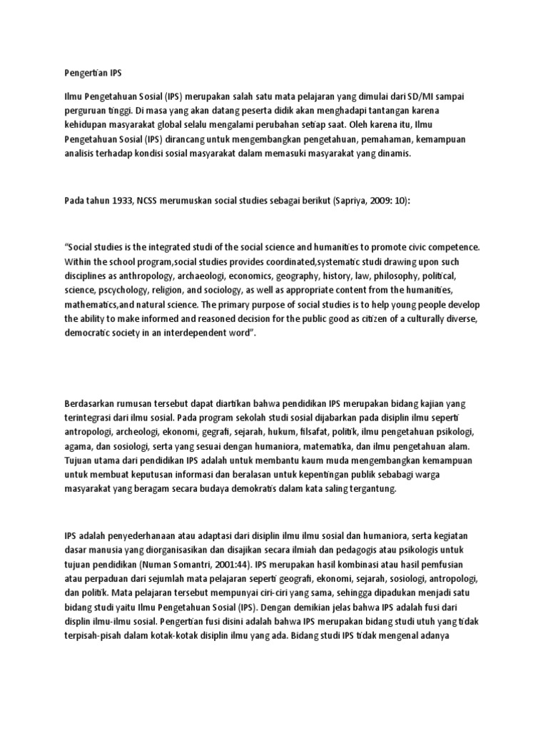 Pengertian IPS | PDF