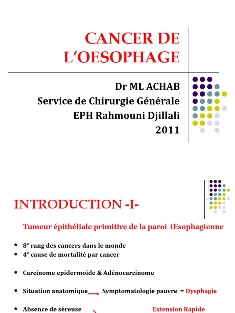 Cancer de L'oesophage | PDF | Cancer de l'œsophage | Métastase