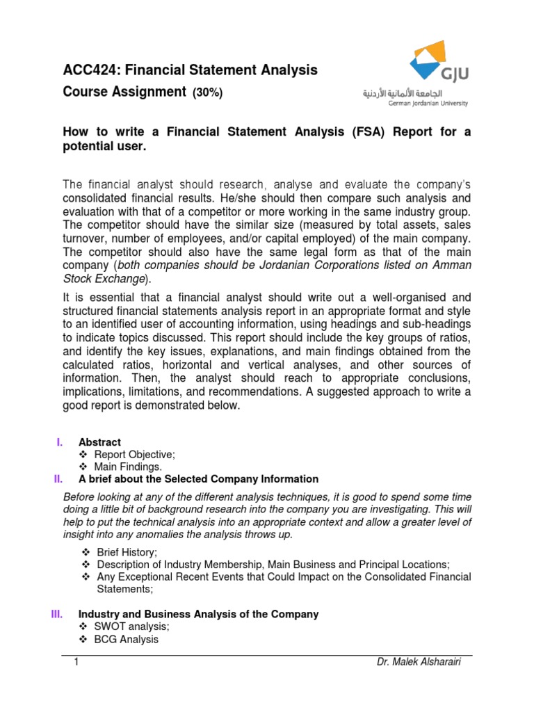 FSA Report Writing Guide | PDF | Financial Statement Analysis ...