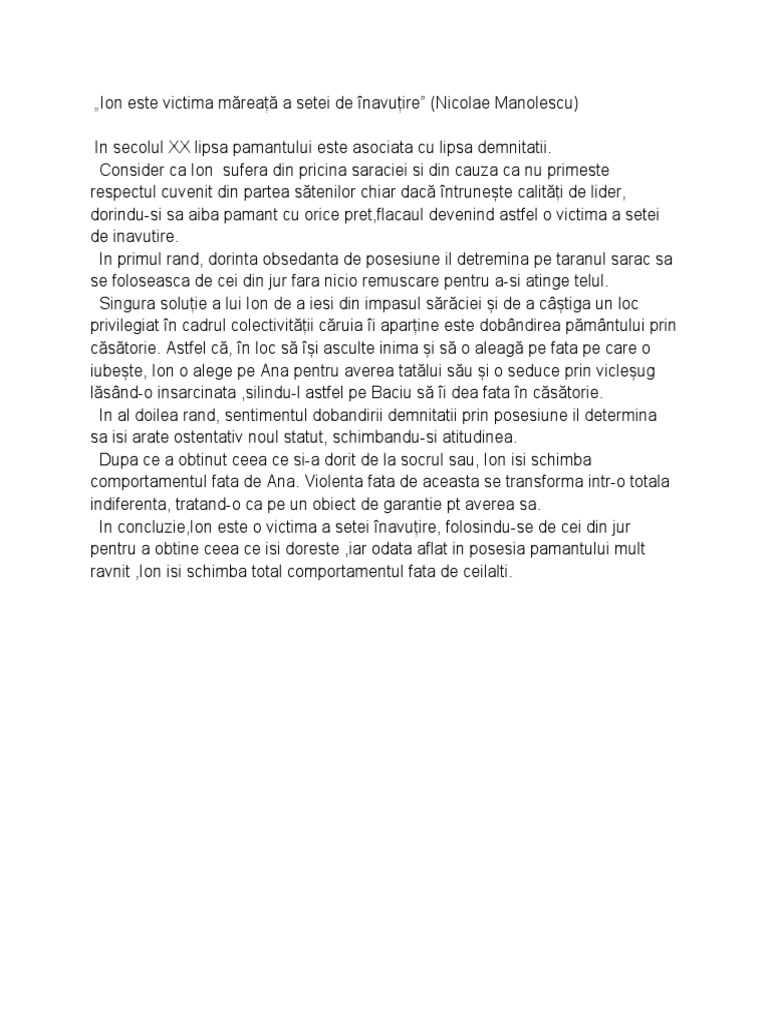 Eseu Argumentativ Ion | PDF