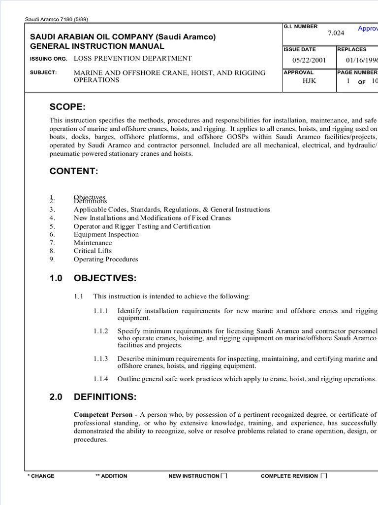 Scope:: Saudi Arabian Oil Company (Saudi Aramco) General Instruction ...