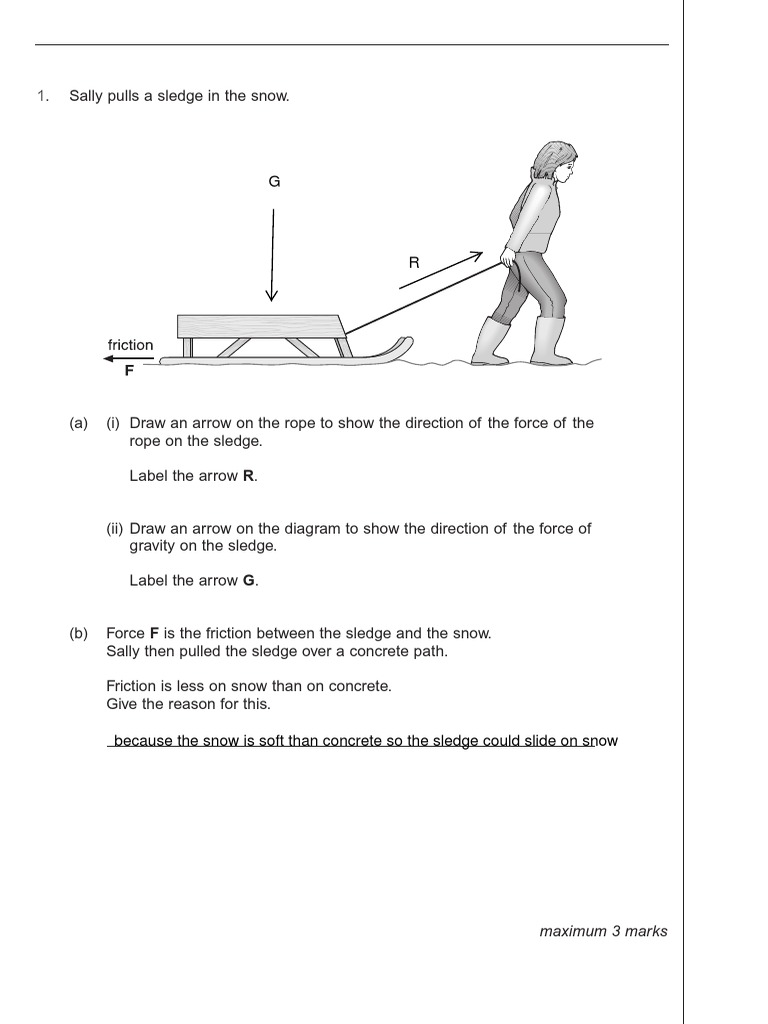 Y6 Phy Worksheet 3 | PDF | Friction | Force