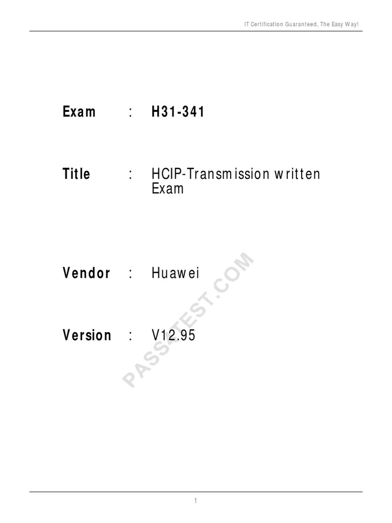 HCIP-Transmission Exam Overview | PDF | Wavelength Division ...