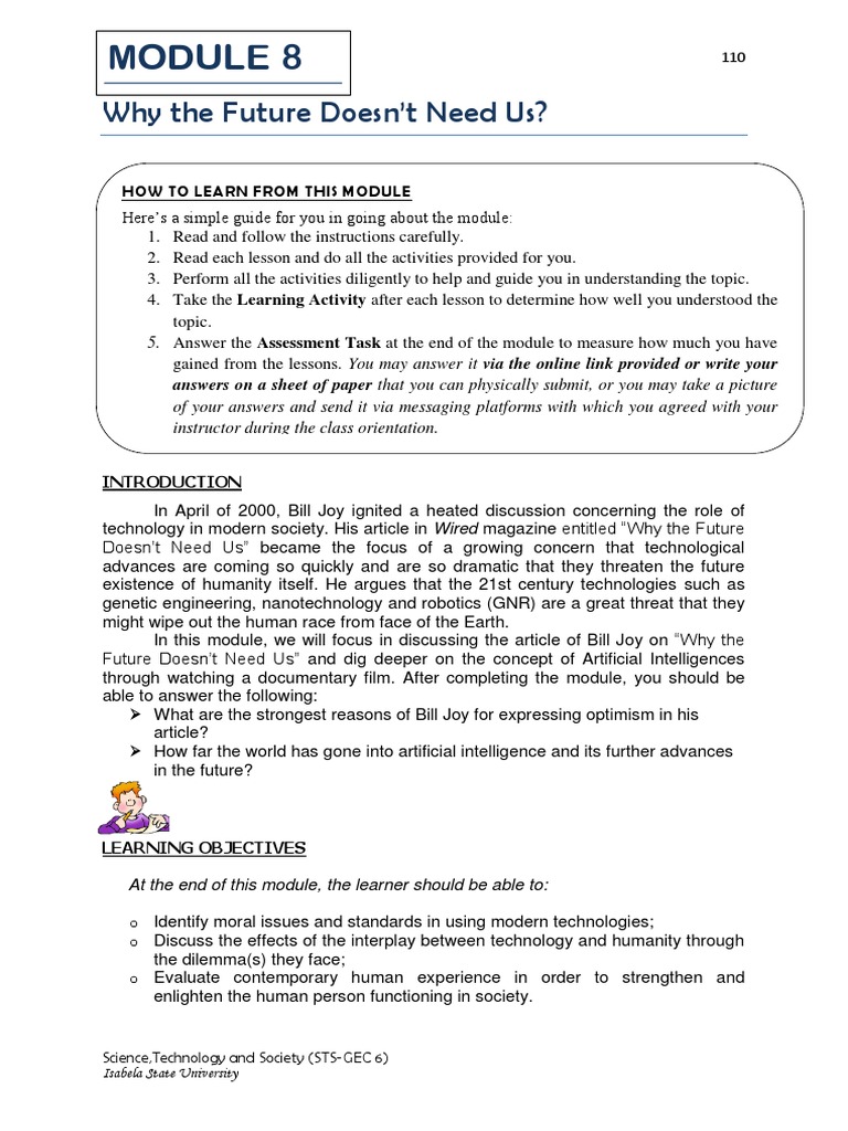 Module8. Why Does The Future Not Need Us.v3 | PDF | Artificial Intelligence | Intelligence (AI ...