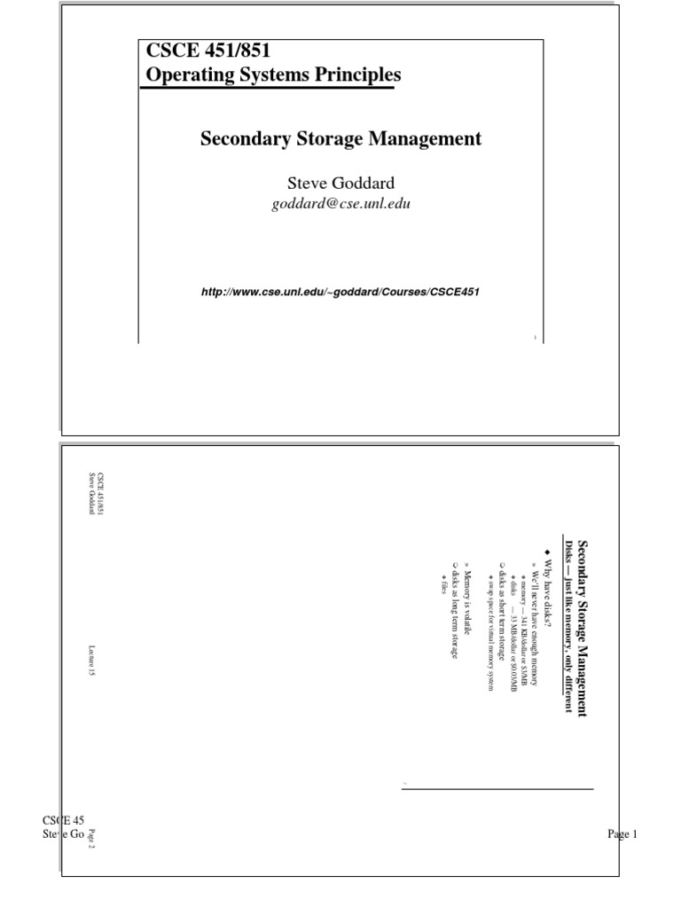 CSCE 451/851 Operating Systems Principles: Steve Goddard | PDF | Computer Data Storage ...