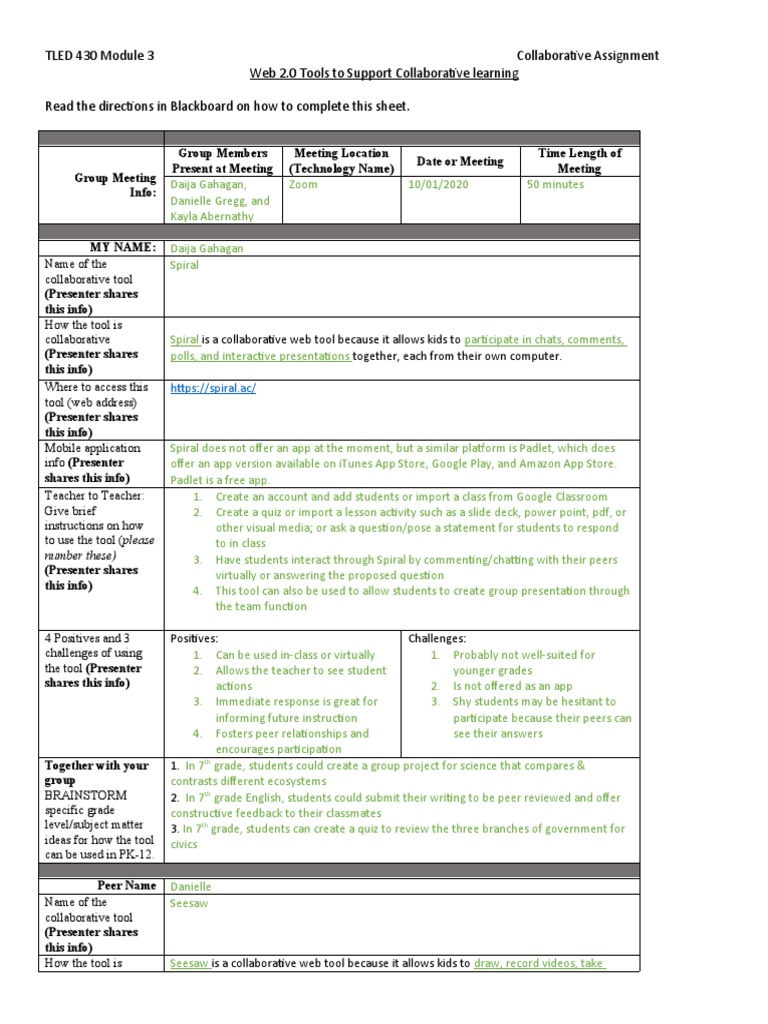 Collaborative Assignment Sheet Fall20 | PDF | Mobile App | Google Play