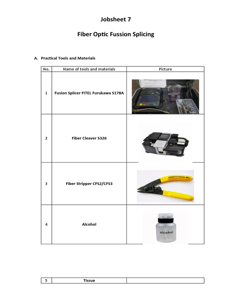 Jobsheet 6-Fusion Splicing Fiber Optic | PDF