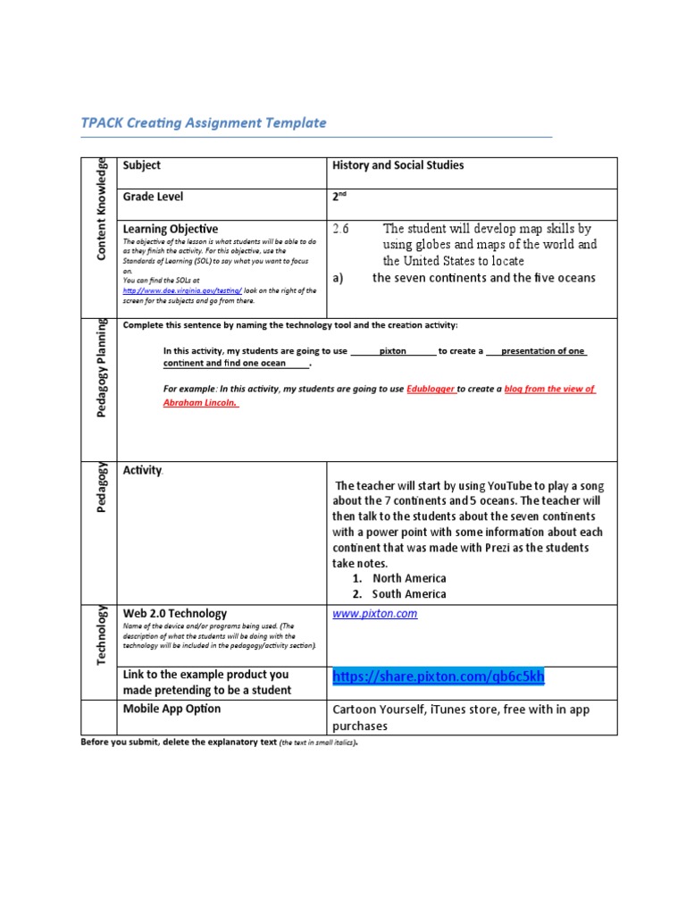 Tpack Template Creating Fall2020 1 | PDF | Pedagogy | Mobile App