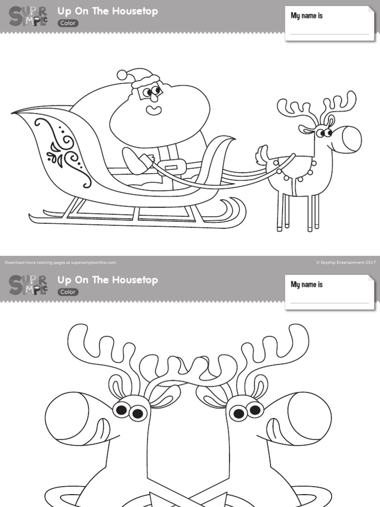 Up On The Housetop Worksheet Color | PDF