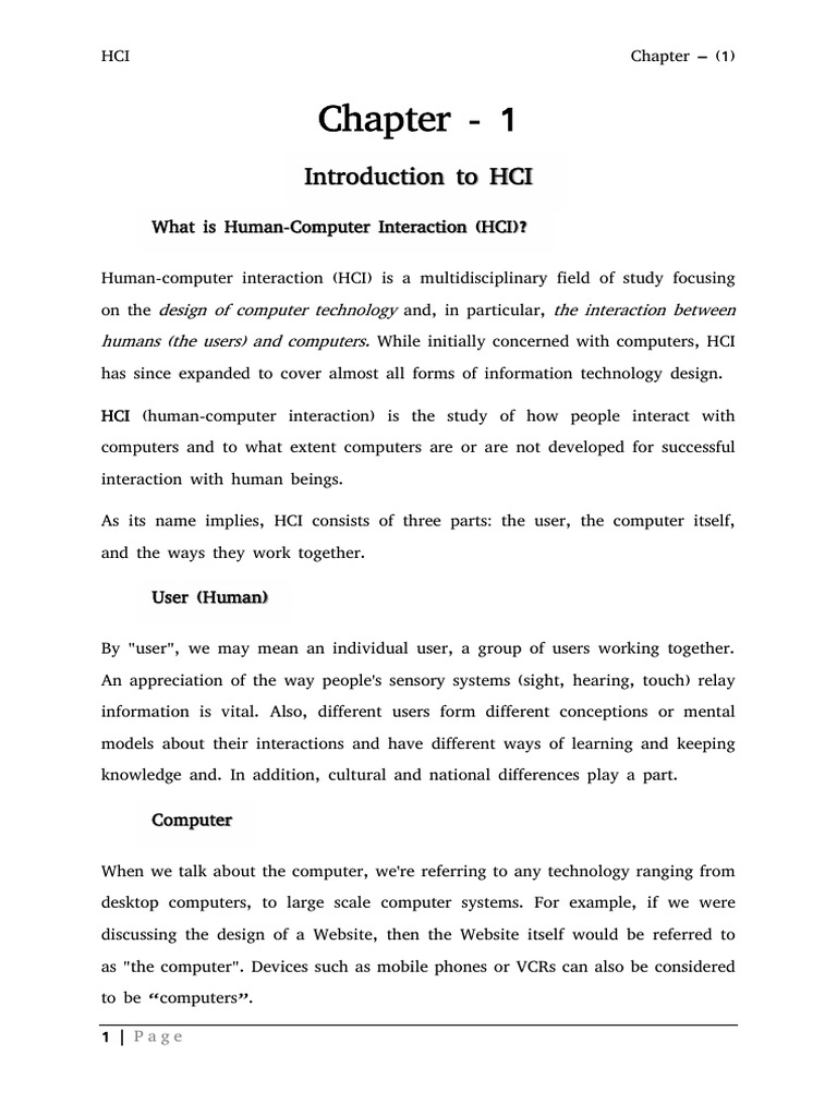 Hci Chapter 01 Introduction Pdf Pdf Human Computer Interaction