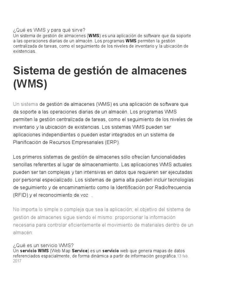Qué Es WMS y para Qué Sirve | PDF | Planificación de recursos ...