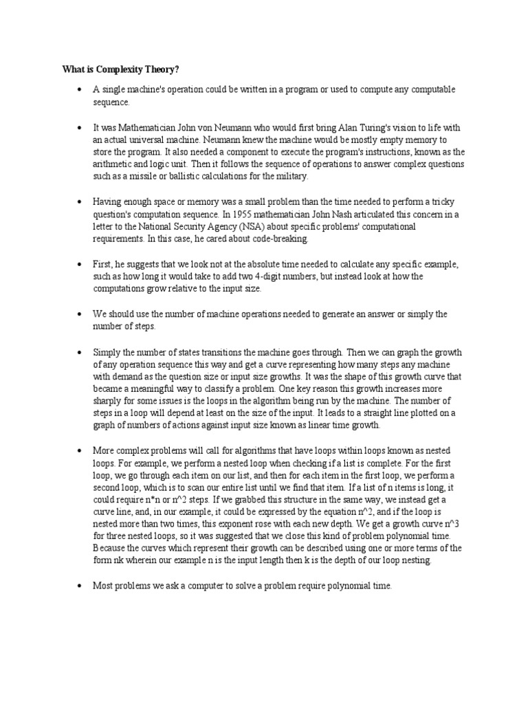 What Is Complexity Theory? | PDF | Time Complexity | Theoretical ...