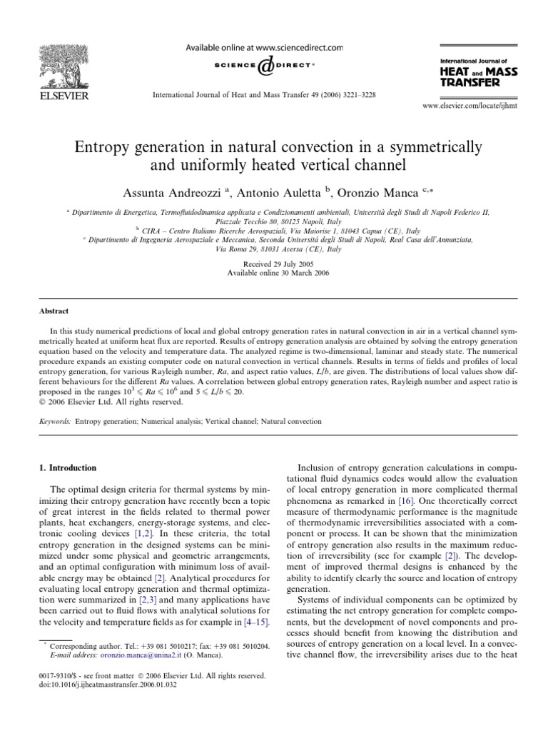 Entropy Generation In Natural Convection Pdf Pdf Entropy Second