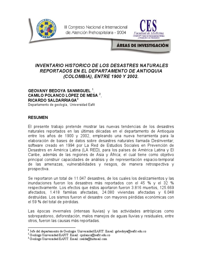 Desinventar PDF | PDF | Desastres naturales | Colombia